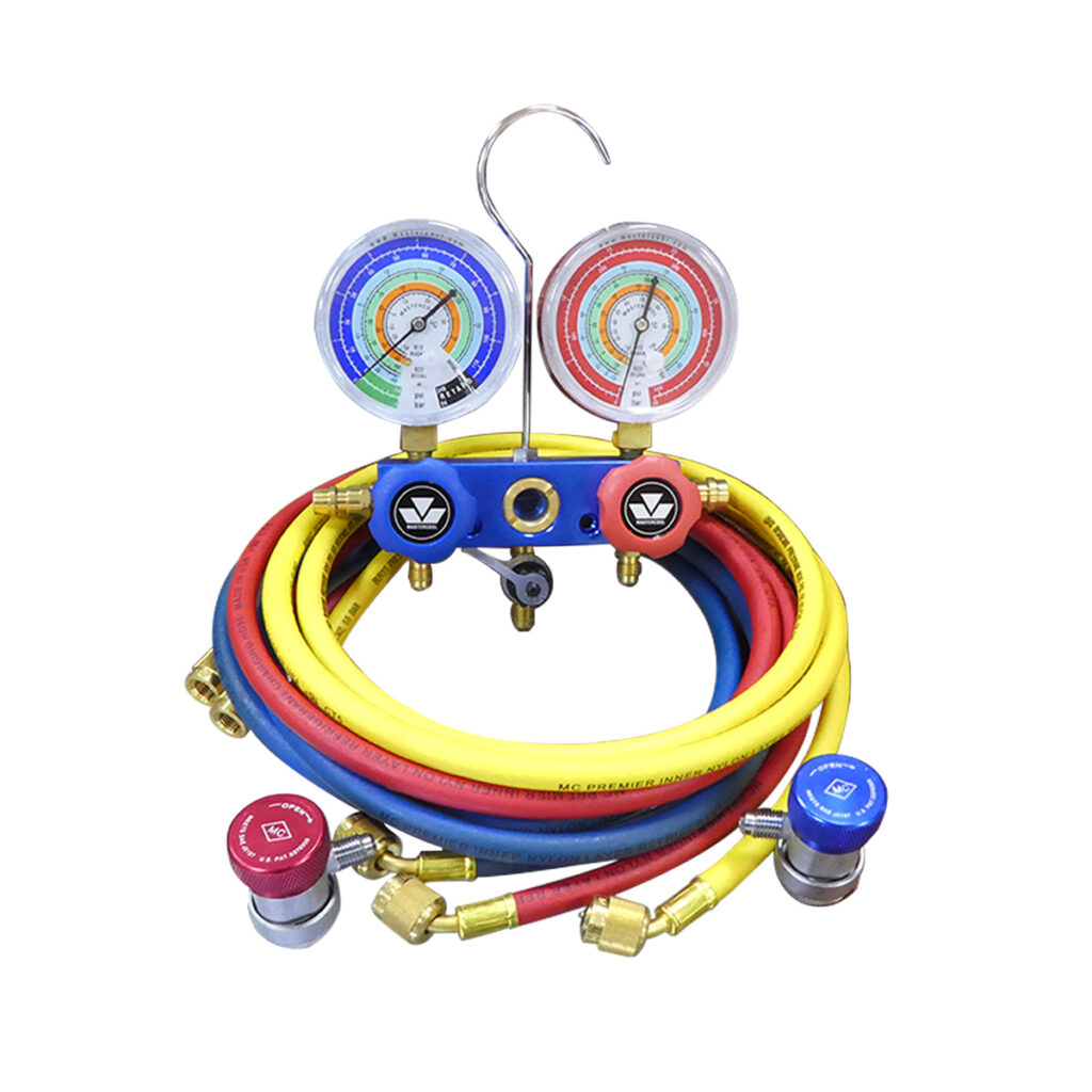 Juego de Manifold c/ 3 mangueras, 2 manómetros R134A, R22, R404A Mastercool – Cold Import ...